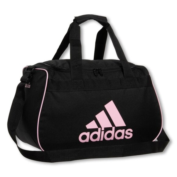 adidas | Bags | Adidas Duffel Bag Black Pink Logo Small Gym Sports Bag ...